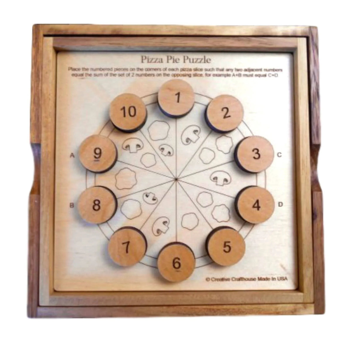 Pizza Pie Puzzle - Math & Logic Brain Teaser | Wooden Puzzle - Creative ...