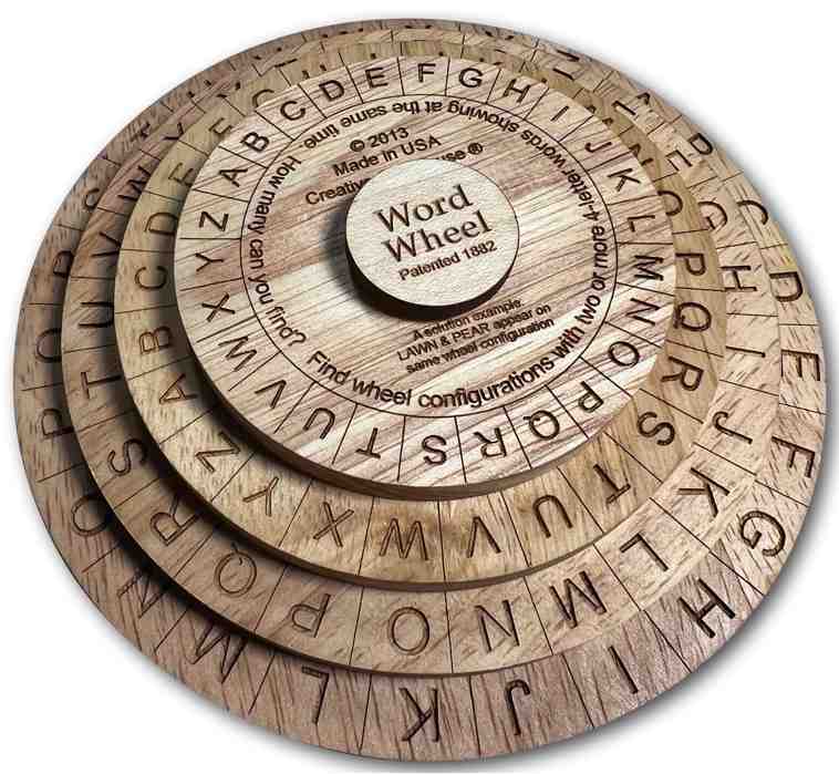 Word Wheel Wood Puzzle - mix of Scrabble, Word Search, & Brain Teaser Word Wheel Wood Puzzle - mix of Scrabble, Word Search, & Brain Teaser