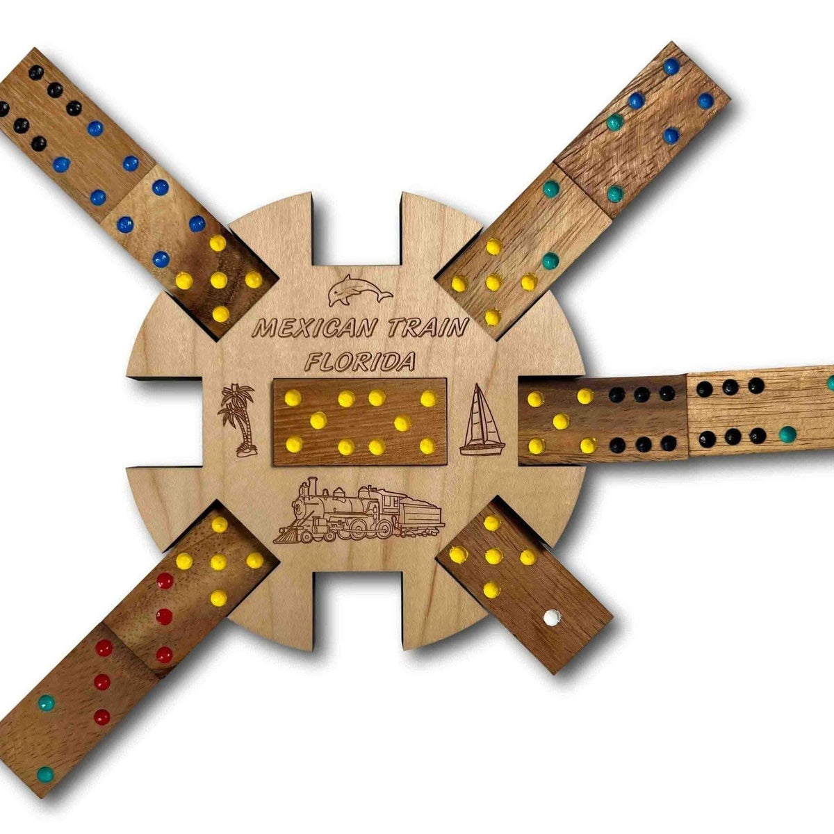 Mexican Train Florida Edition | Wood Hub and Tokens for Dominos ...