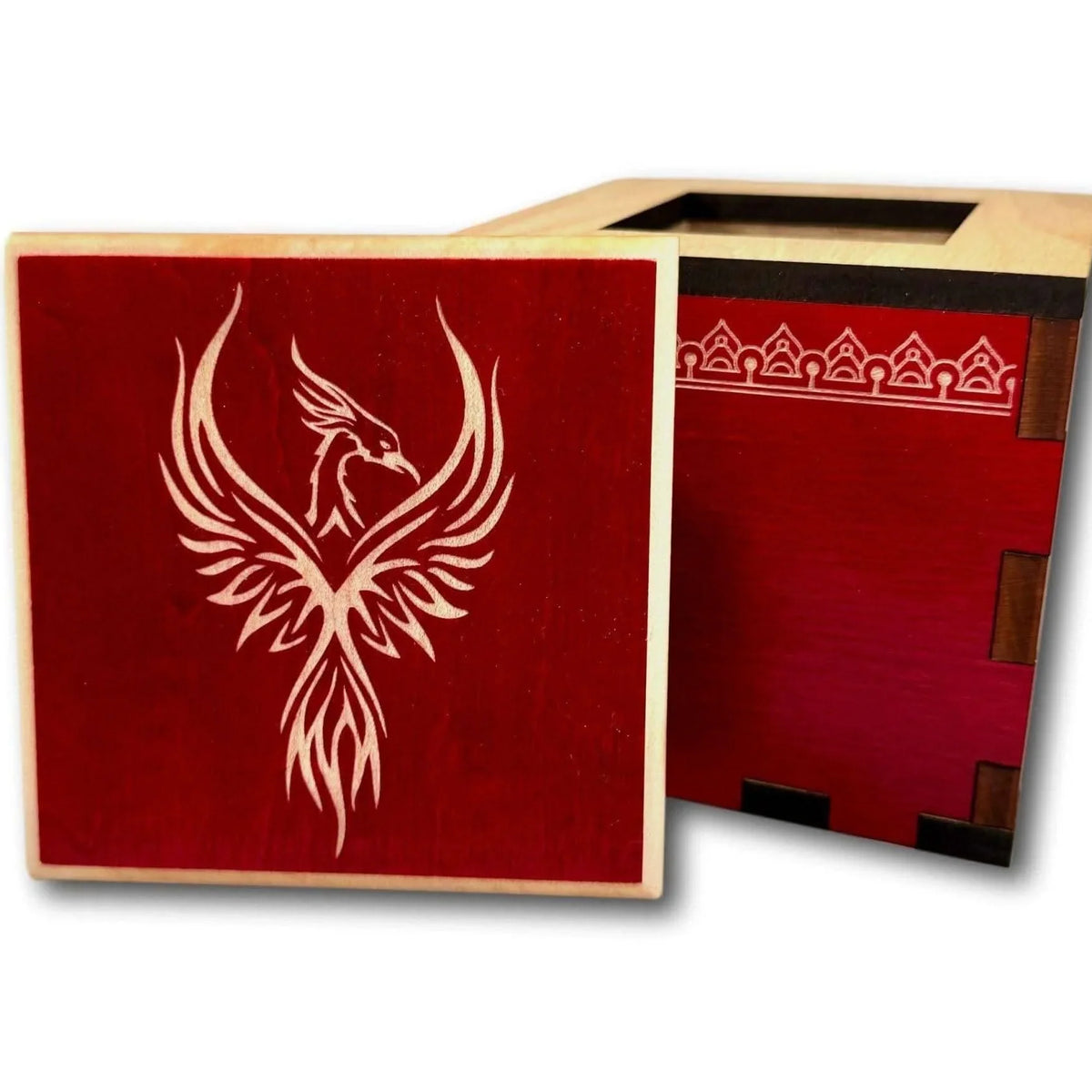 Firebird Wood Puzzle Box | Red Stained Maple Lock Box – Creative Crafthouse